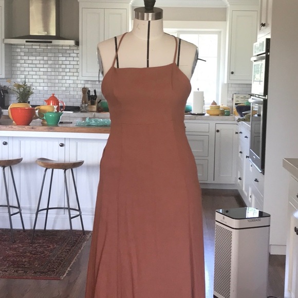 Dresses | Opt Rust Linen Midi | Poshmark